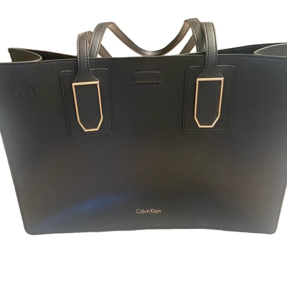 Calvin Klein | Bags | Calvin Klein All Day Shoulder Tote Bag Black Gold ...